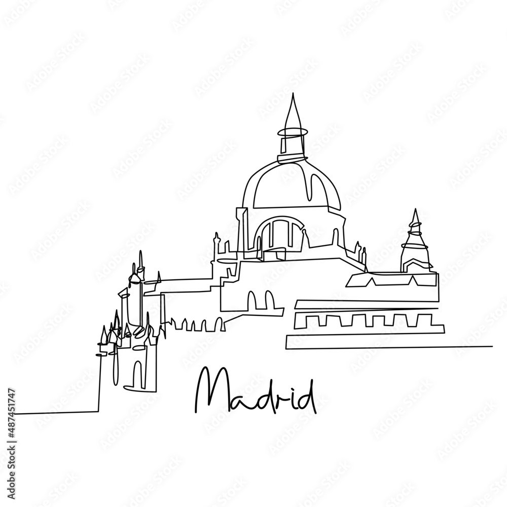 Vistillas Madrid Spain in single continues line drawing Stock Vector ...