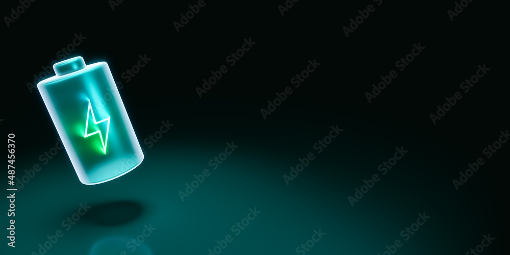 Glowing power neon light futuristic energy storage, high capacity ...
