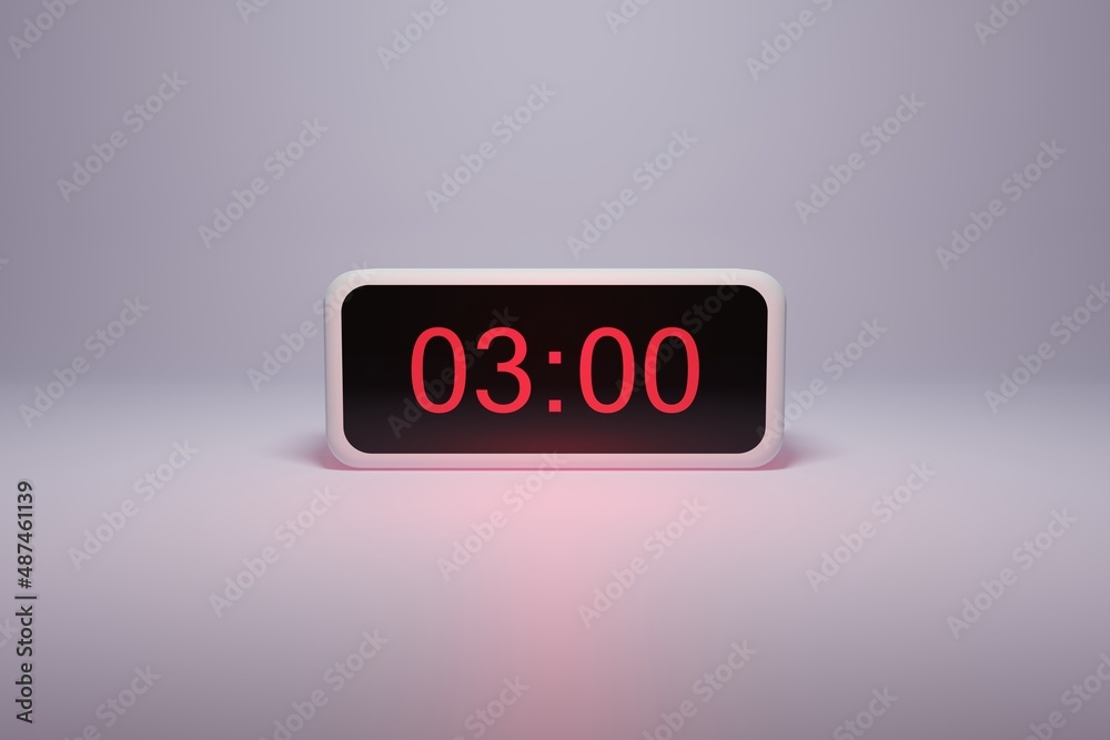 3d alarm clock displaying current time with hour and minute 03.00 3 am ...