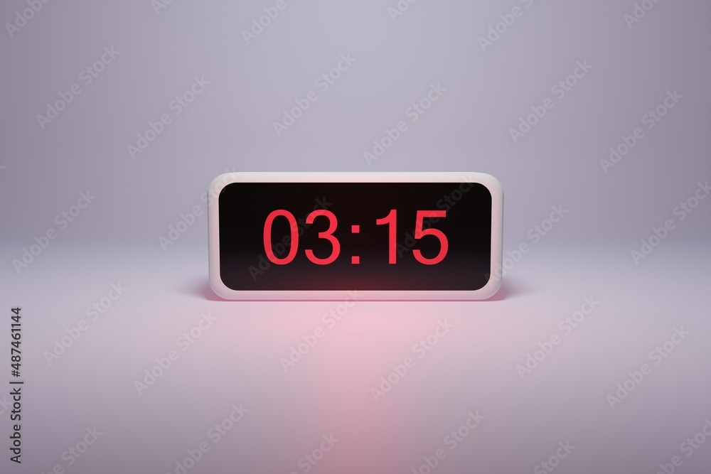 3d alarm clock displaying current time with hour and minute 03.15 3 am ...