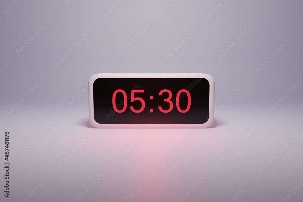 3d alarm clock displaying current time with hour and minute 05.30 5am ...