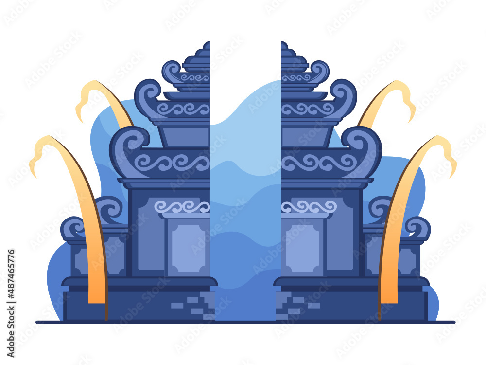 Illustration of Balinese Hindu Traditional Building Gate and Temple ...