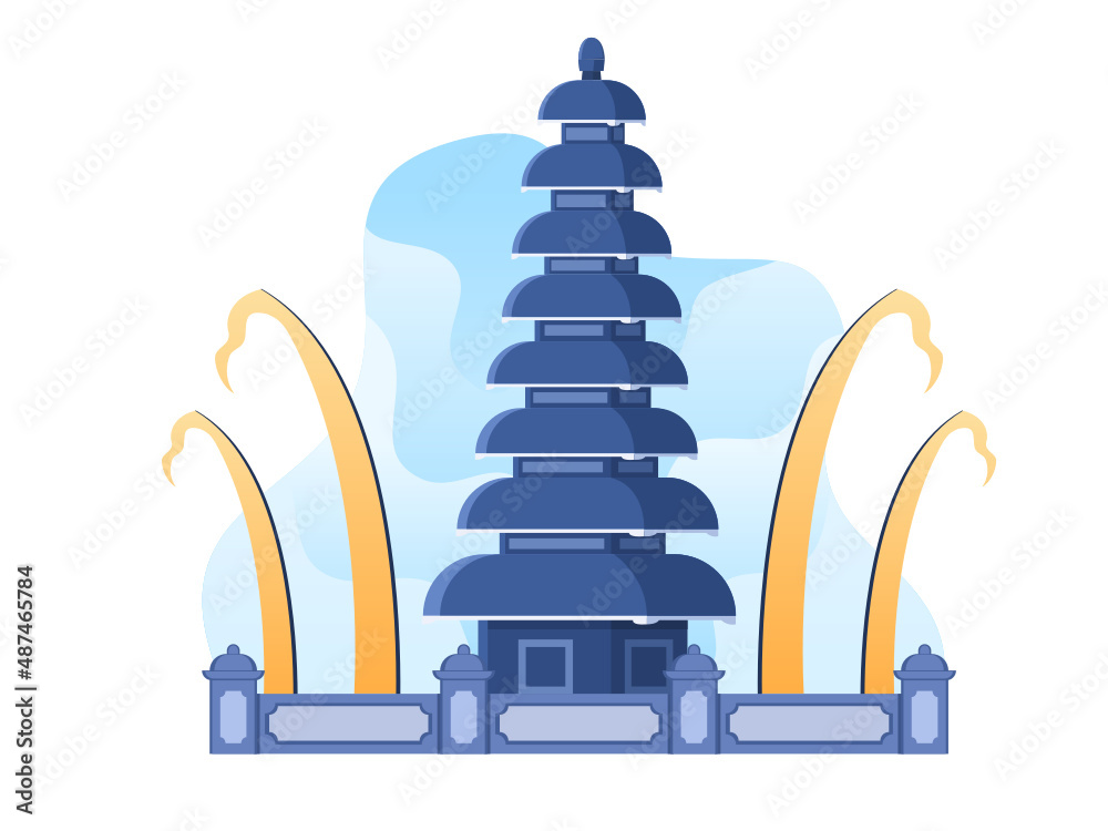 Illustration of Balinese Hindu Traditional Building Gate and Temple ...