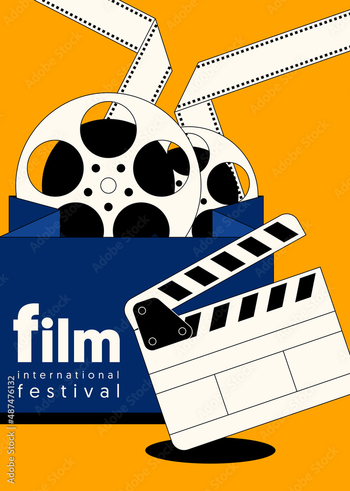 Movie and film poster design template background vintage retro style ...