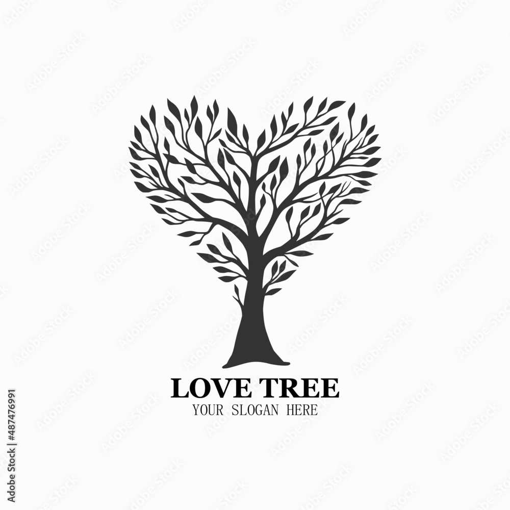 love tree logo vector, ecology garden icon design illustration Stock ...