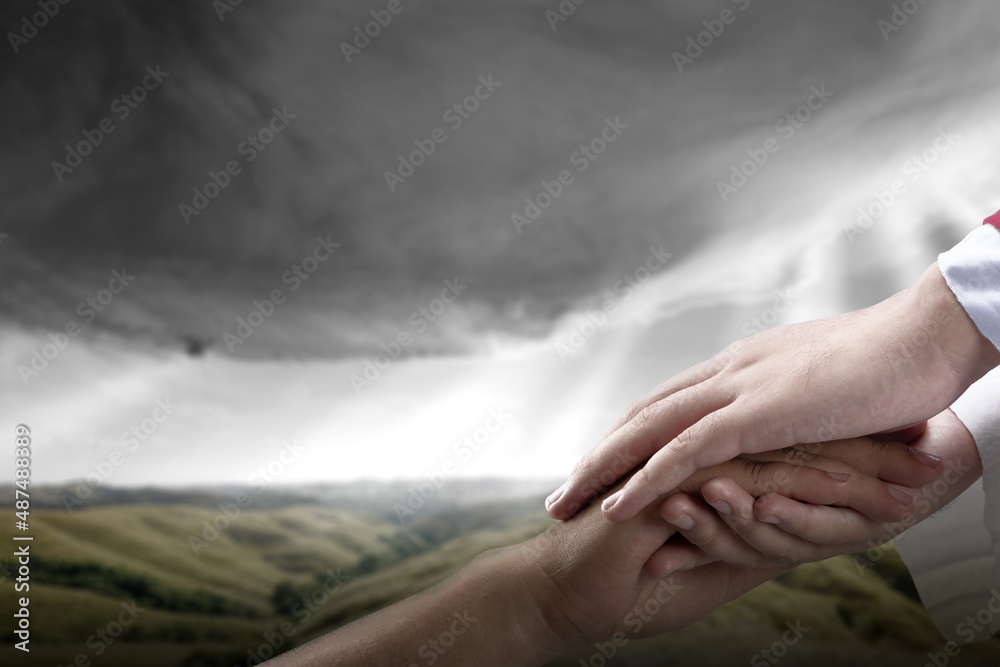 Jesus Christ gave his help to his follower Stock Photo | Adobe Stock