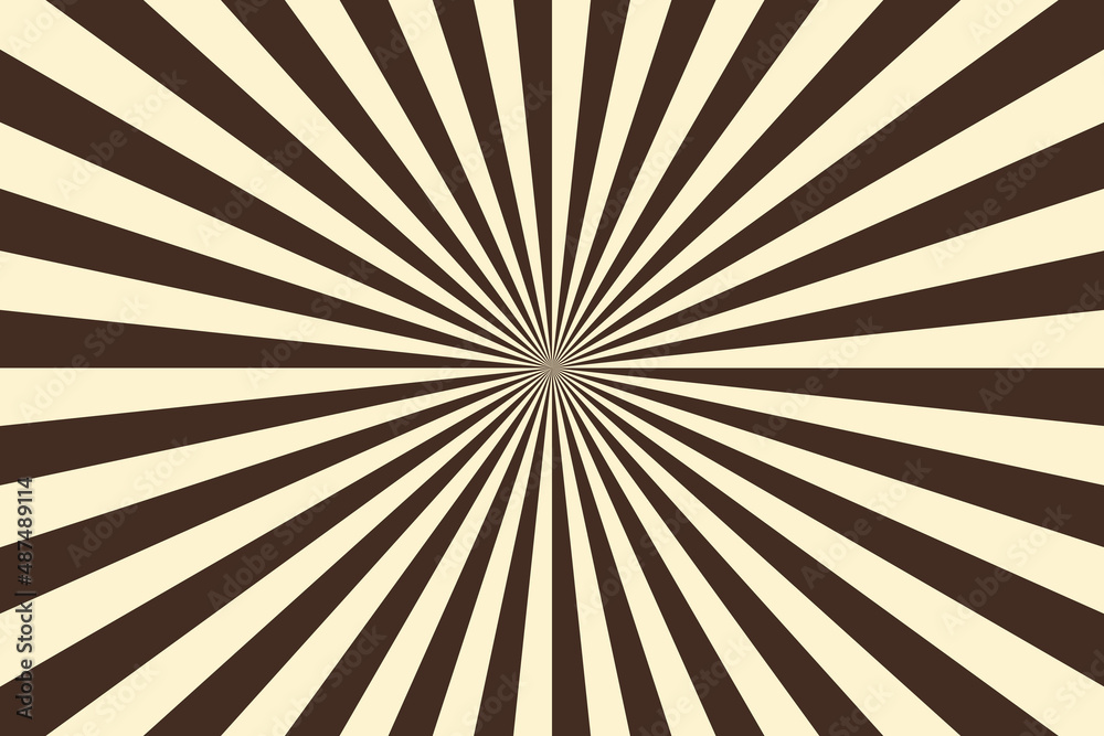 Brown color burst background. Rays background in retro style. Vector ...