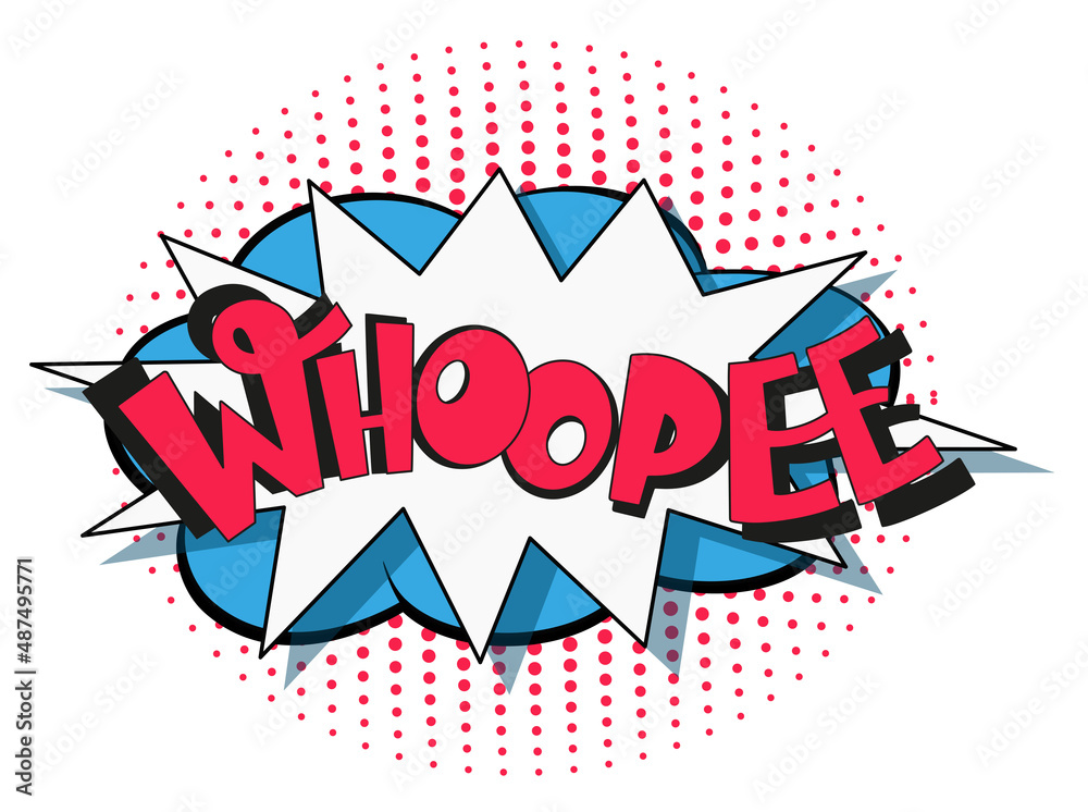 Vecteur Stock Comic lettering whoopee. Vector bright cartoon ...