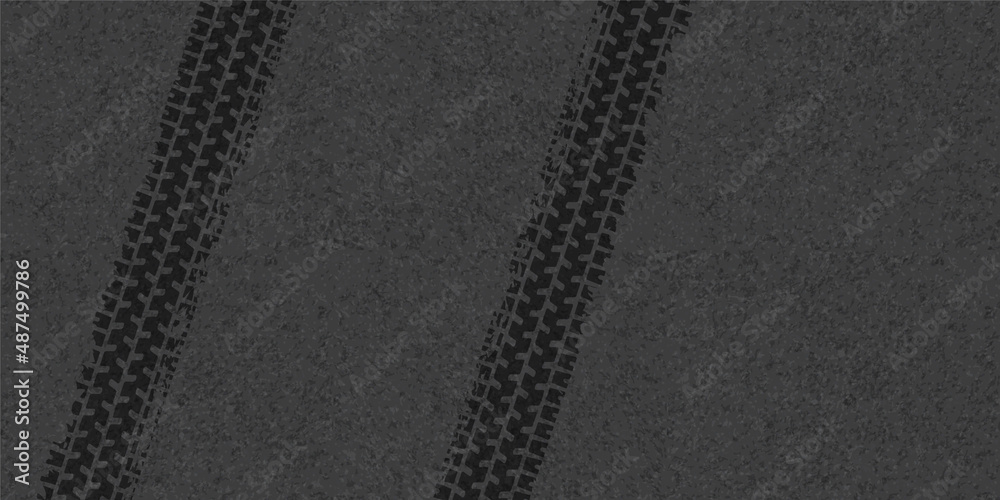 Tires tracks on asphalt background, offroad grunge tyre prints ...