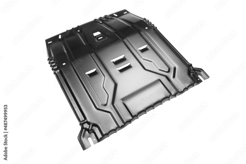 Metal protection of the crankcase of the engine and gearbox isolated on ...