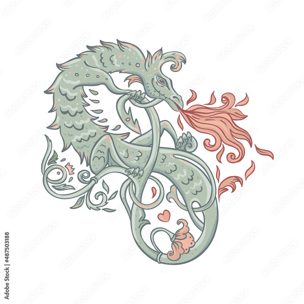 Mythological magic beast Basilisk, legendary bizarre creature ...