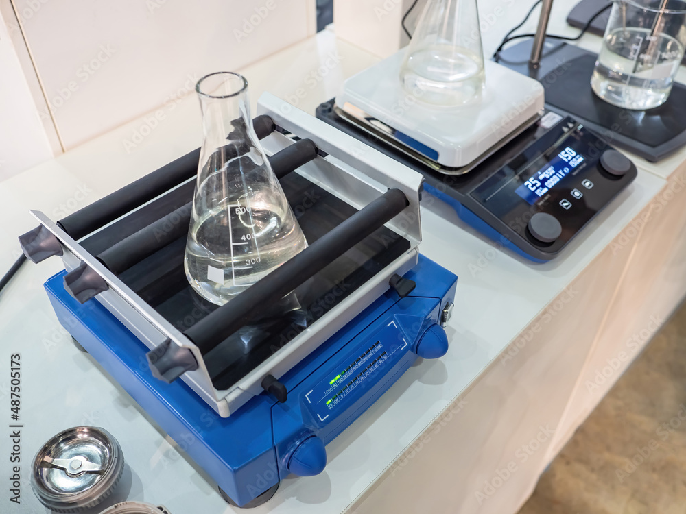 Laboratory equipment. Variants of laboratory shakers. Blue orbital lab ...