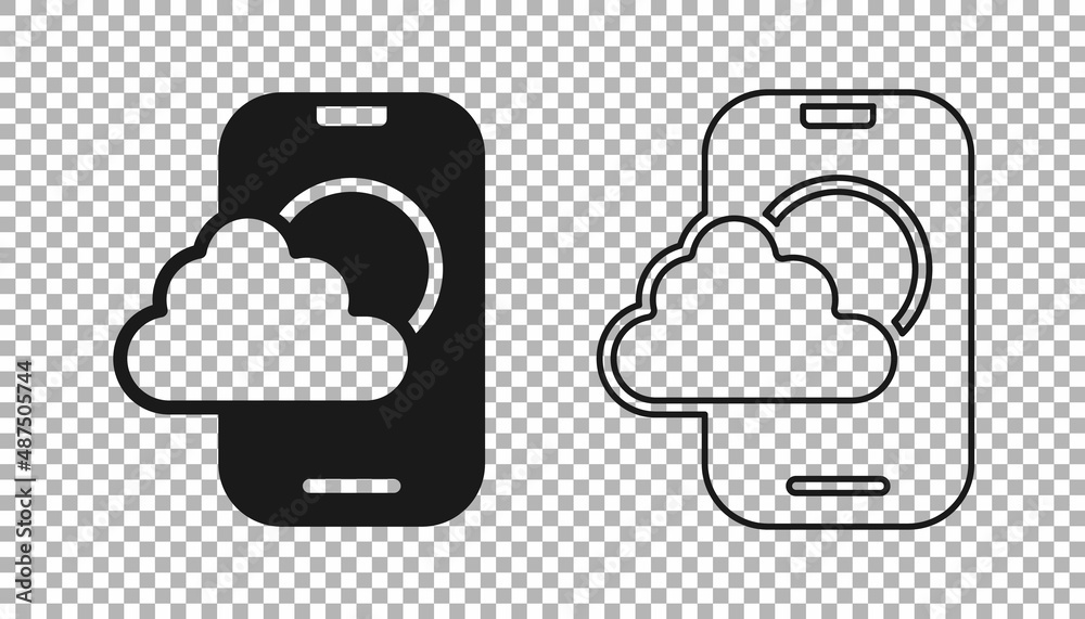 Black Weather forecast app icon isolated on transparent background ...