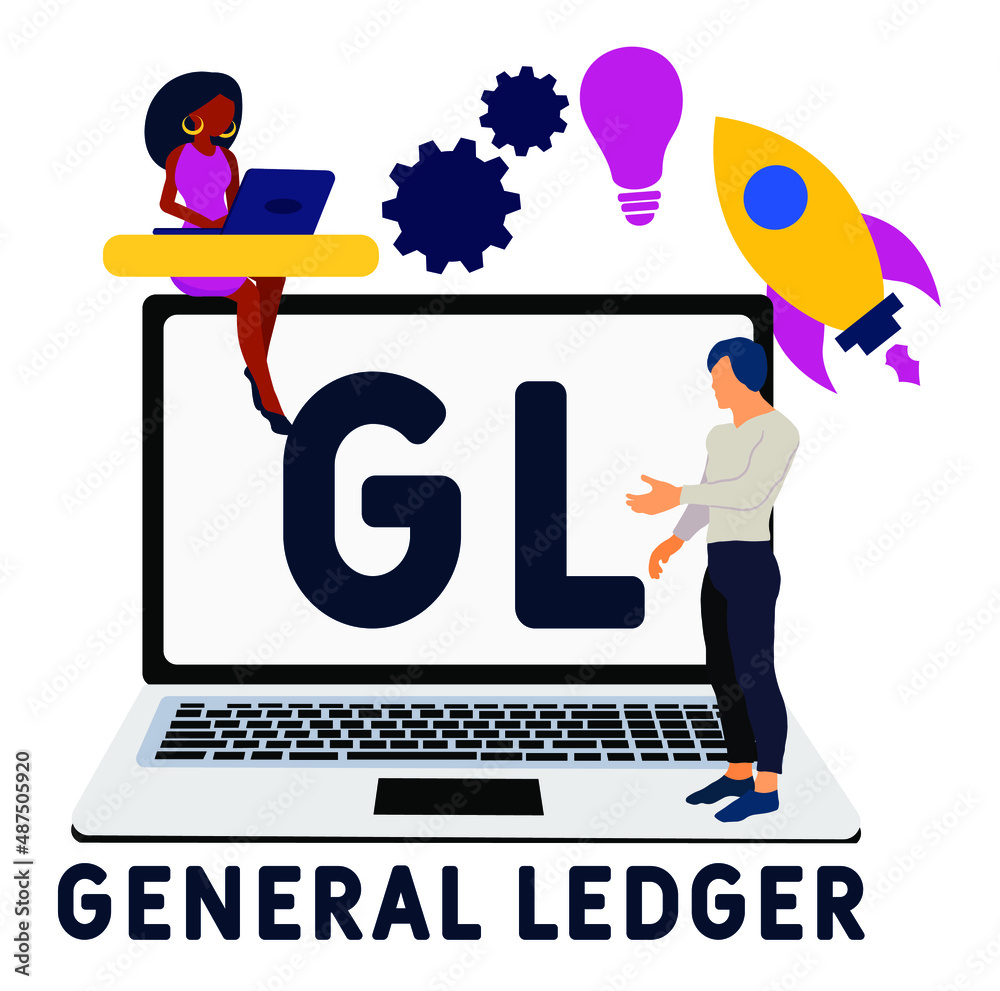 GL - General Ledger acronym. business concept background. vector ...