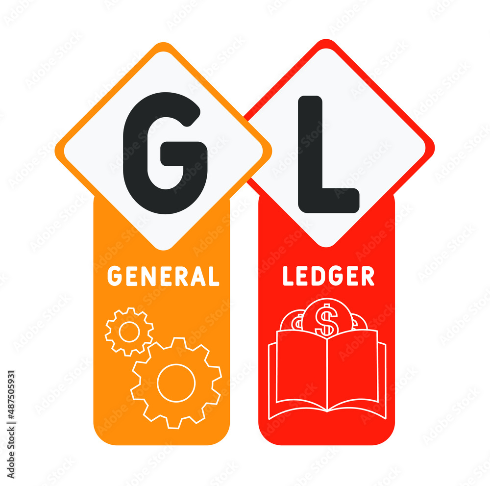 GL - General Ledger acronym. business concept background. vector ...