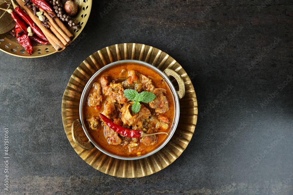 Traditional homemade Mutton curry Asian cuisine Chukhandar gosht Spicy ...