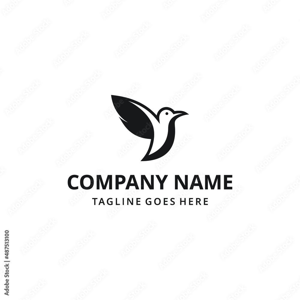 Illustration of a flying bird sign logo with wings like leaves to make ...