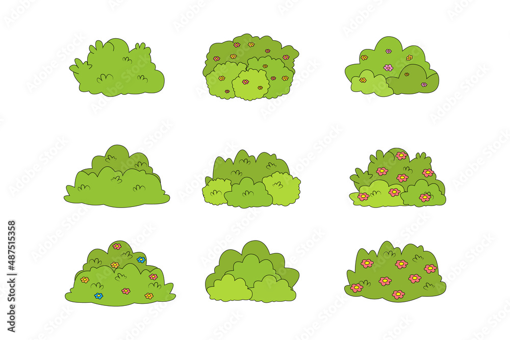 cute bush tree illustration set Stock Vector | Adobe Stock