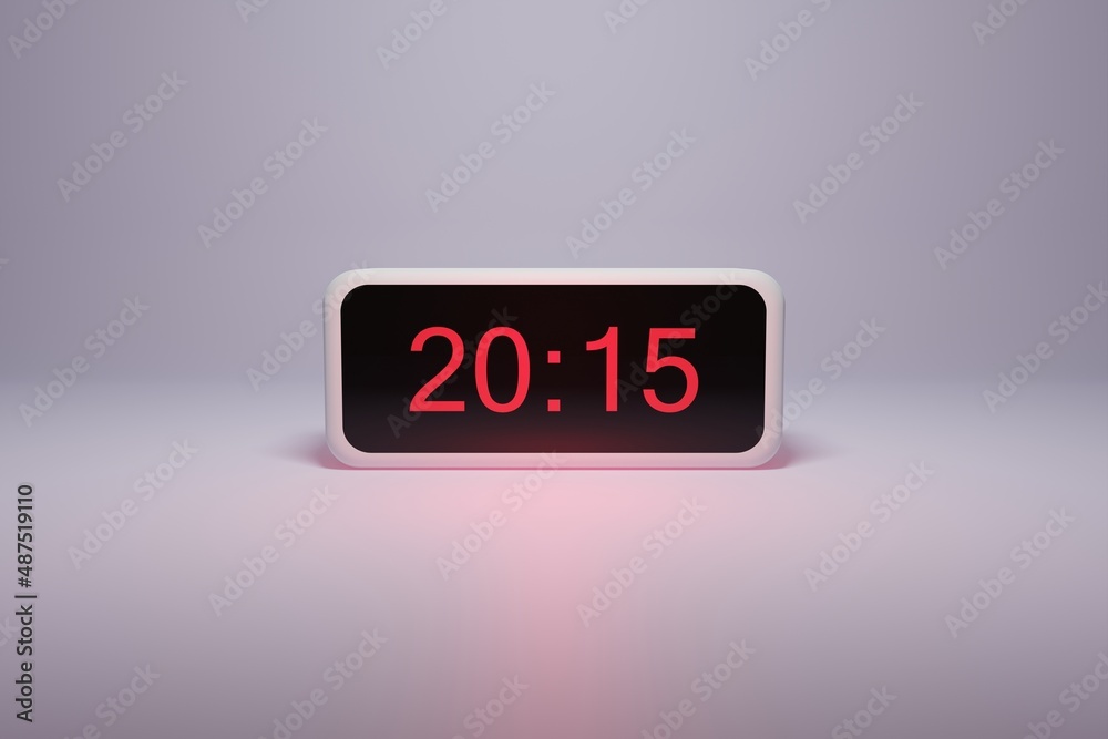 3d alarm clock displaying current time with hour and minute 20.15 20 am ...