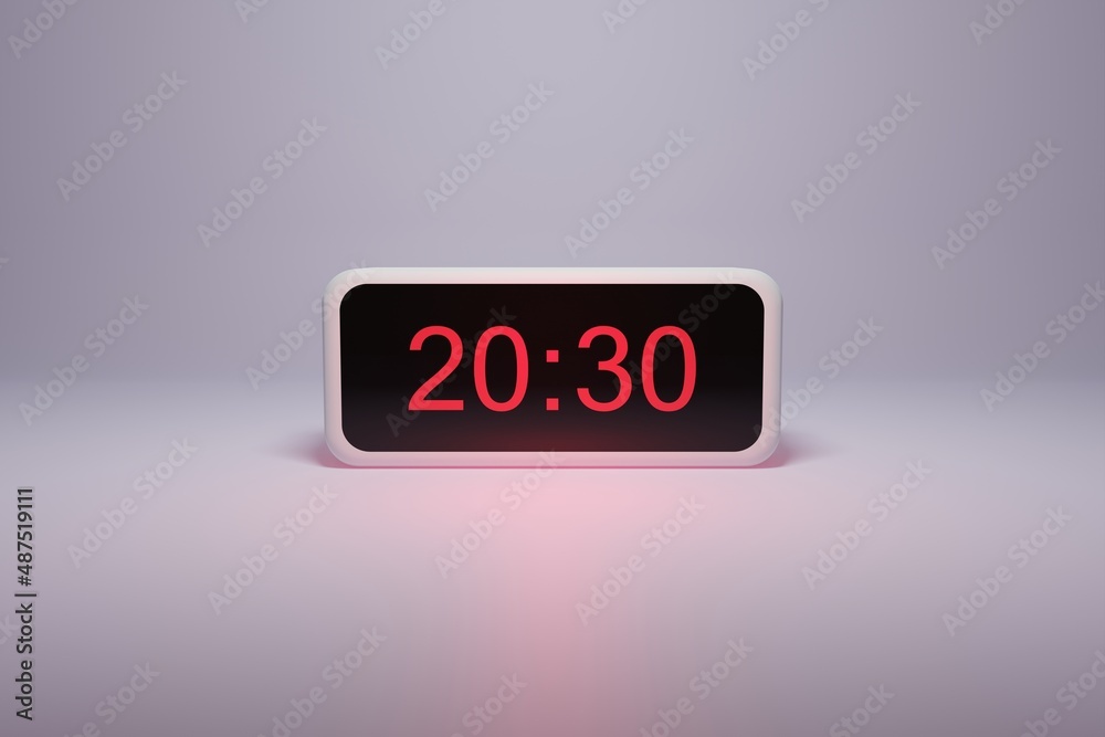 3d alarm clock displaying current time with hour and minute 20.30 20 am ...
