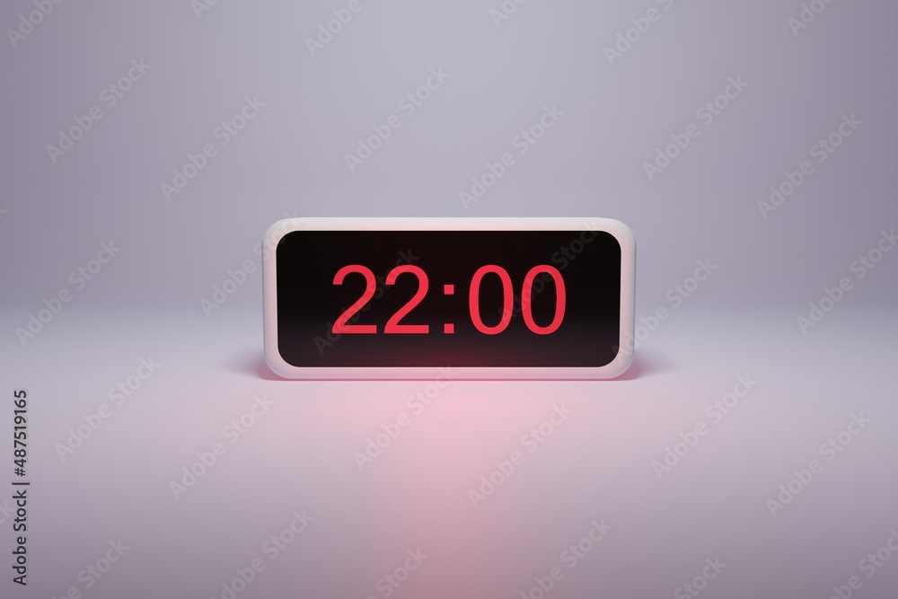 3d alarm clock displaying current time with hour and minute 22.00 22 am ...
