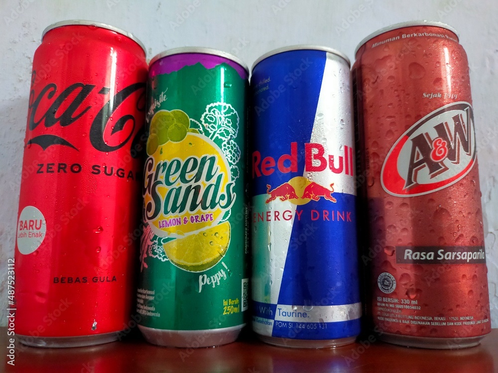 Coca-Cola, red bull and Insulated Cans Stock Photo | Adobe Stock