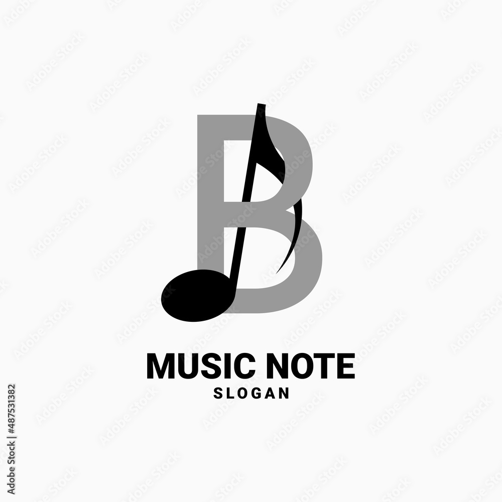 letter B with music note vector logo design Stock Vector | Adobe Stock