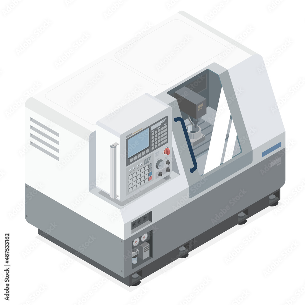 cnc isometric cartoon machine control isometric Stock Illustration ...
