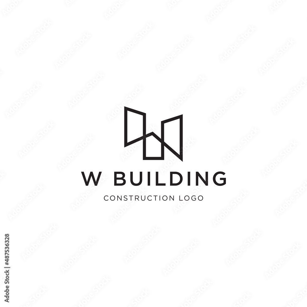 W BUILDING CONSTRUCTION LOGO DESIGN Stock Vector | Adobe Stock