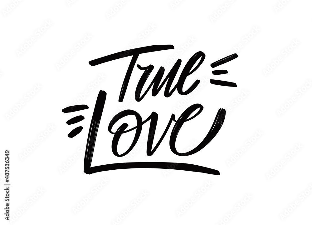 True Love black color lettering phrase. modern calligraphy vector ...