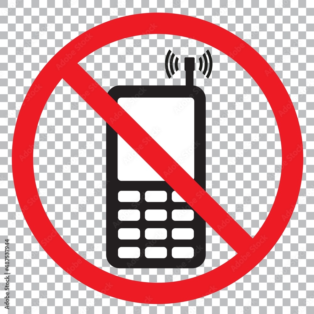 Vetor de Telephone warning stop sign icon. Push button phone turn off ...