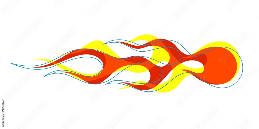Fire emblem, old school flame shaped element, isolated vector ...