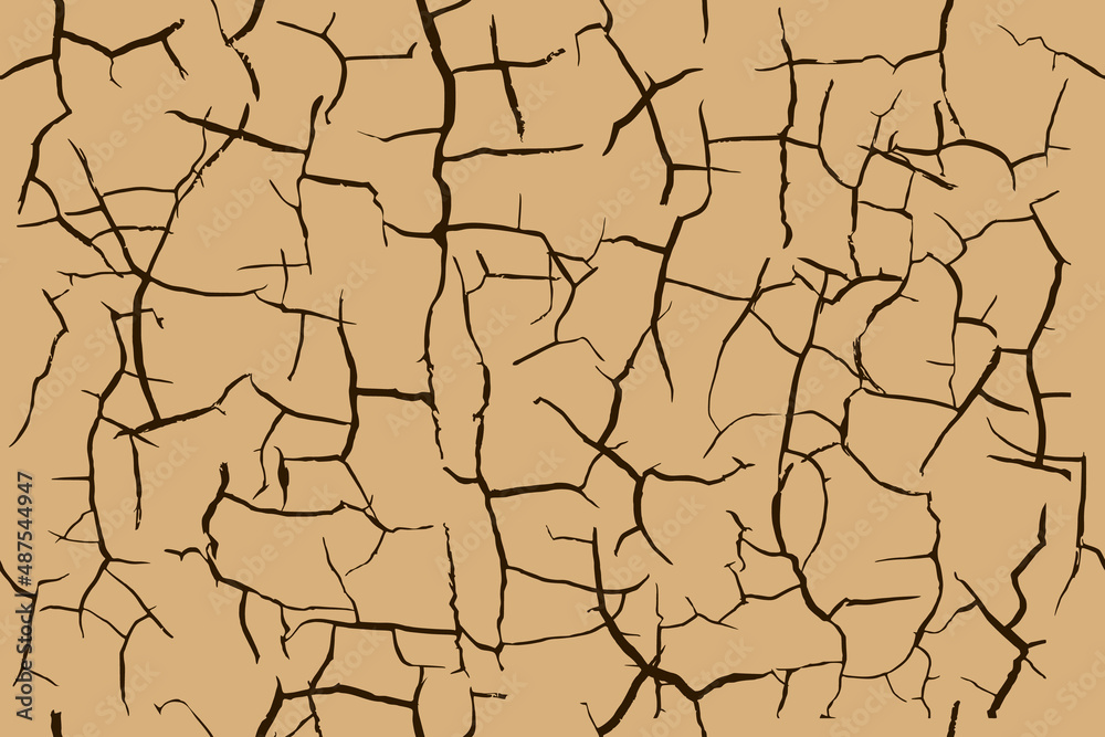 Dry beige soil with dark cracks seamless pattern. Drought ground ...