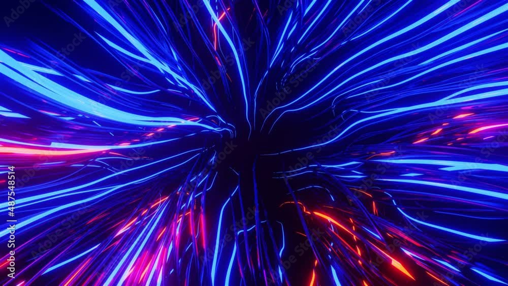 Lines neon light flow, Technology abstract background, 3D rendering ...