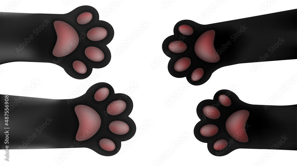 Cat paws reach out to meet each other. Domestic cats. Vector ...