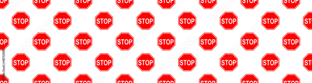 Seamless pattern with the image of a road stop sign Stop sign on a ...
