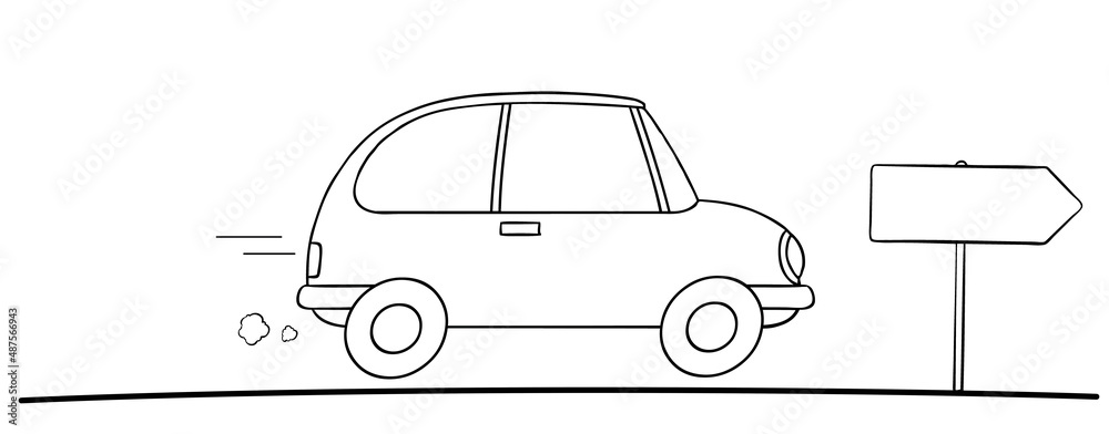 Ausmalbild Vorlage fahrendes Auto Stock-Illustration | Adobe Stock