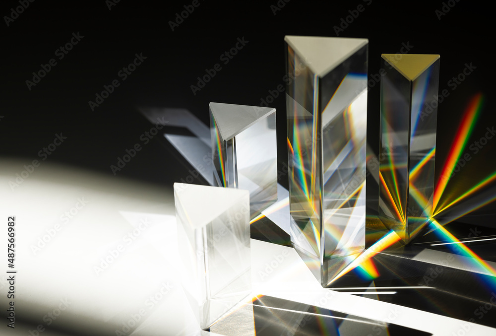 Multi triangular Prism dispersing sun beam splitting into a spectrum on ...