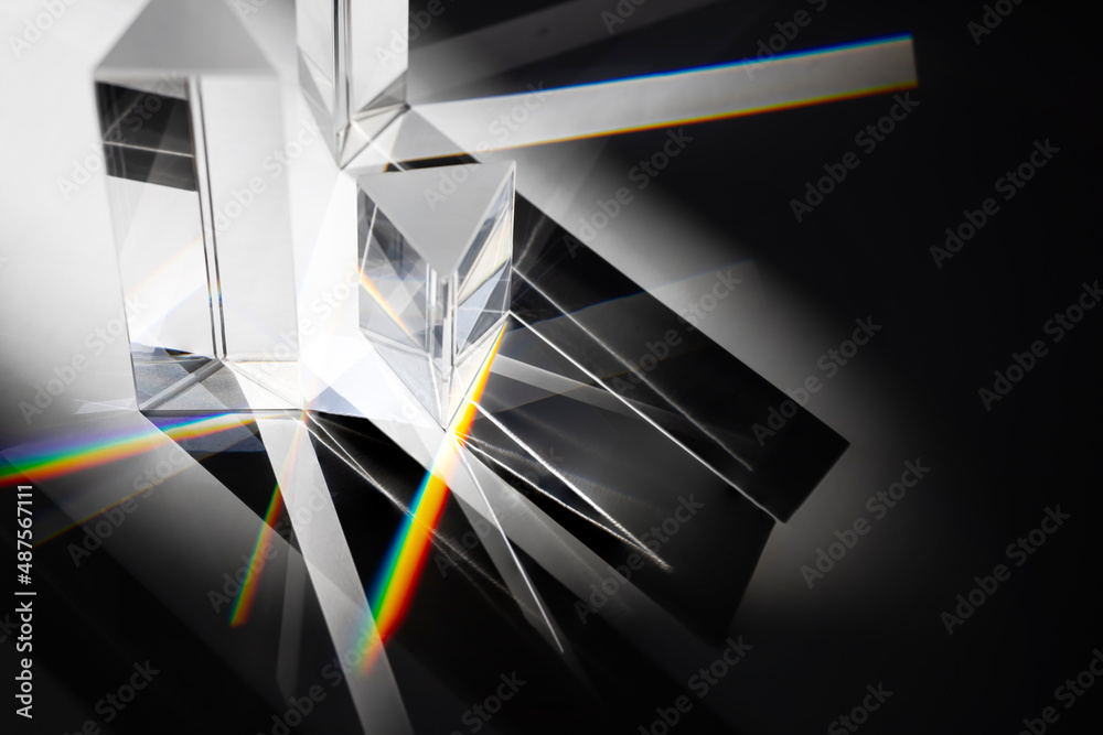 Multi triangular Prism dispersing sun beam splitting into a spectrum on ...
