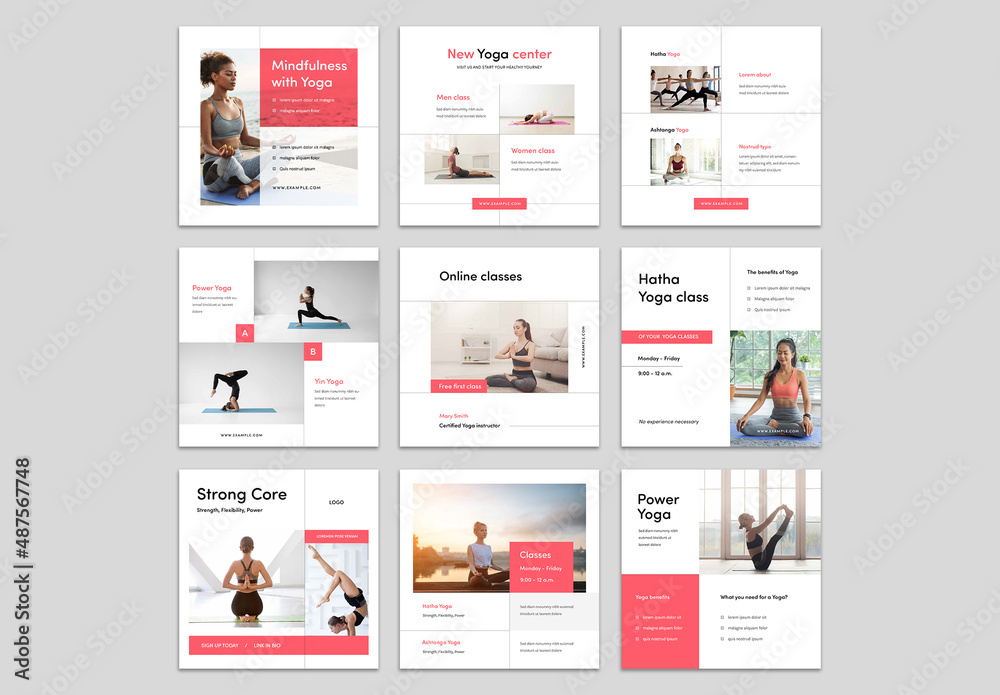 Yoga Class Advert Layouts for Social Media Stock Template | Adobe Stock