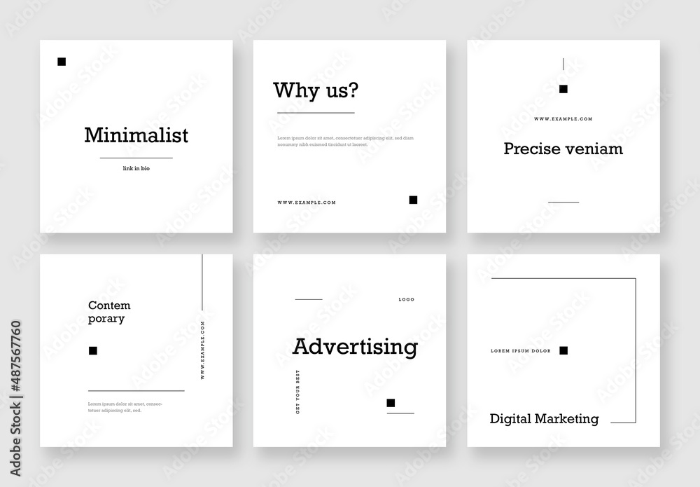 Minimalist Text Based Social Media Layouts Stock Template | Adobe Stock