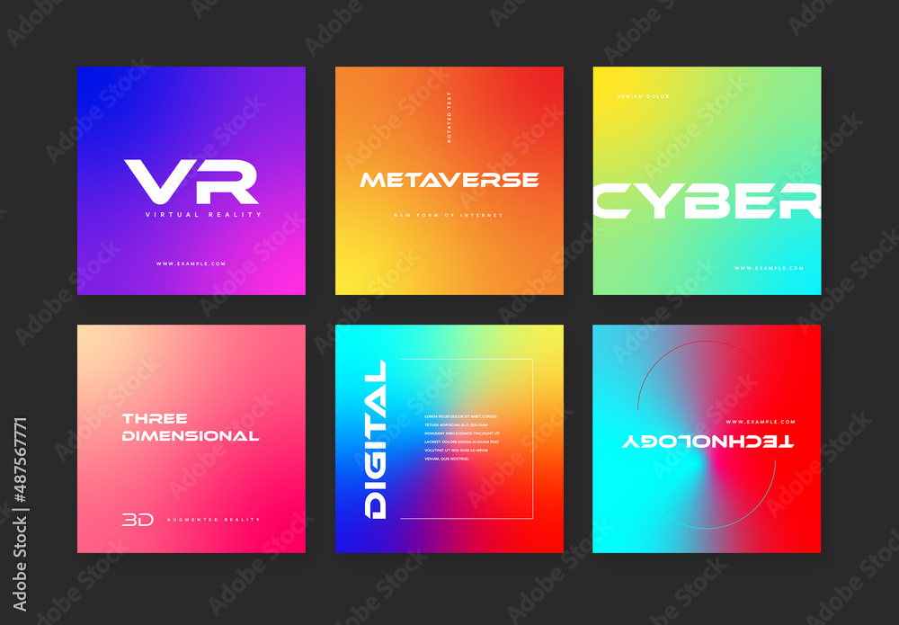 Futuristic Social Layouts with Gradient Backgrounds Stock Template ...