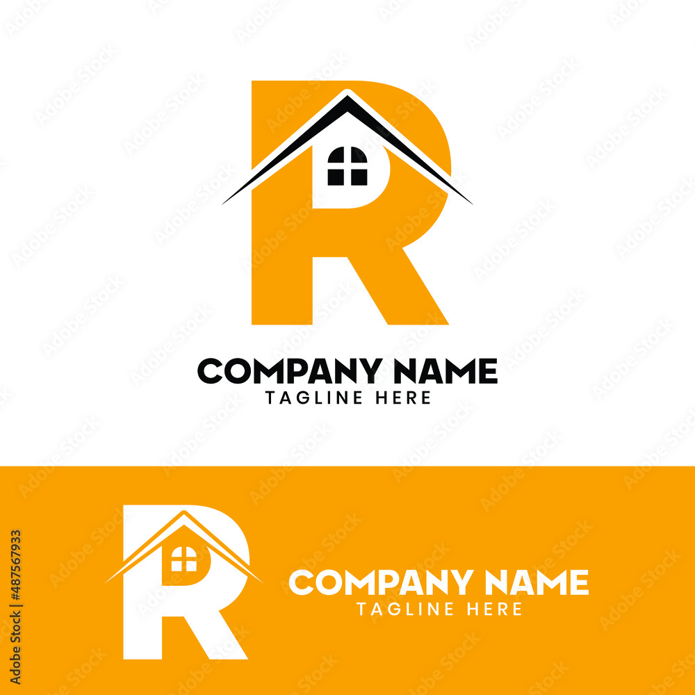 Initial letter R real estate logo vector, initial letter R house logo ...