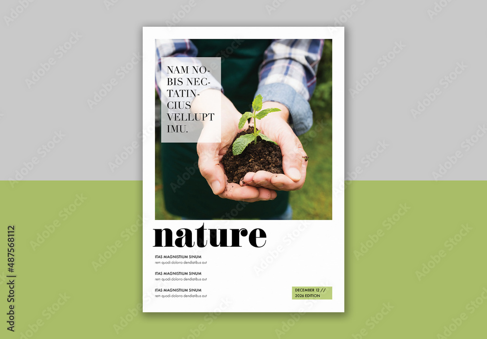 Nature Magazine Cover Layout Stock Template | Adobe Stock