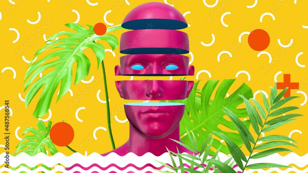 Minimal graphic colorful psychedelic design. Human body abstract art ...