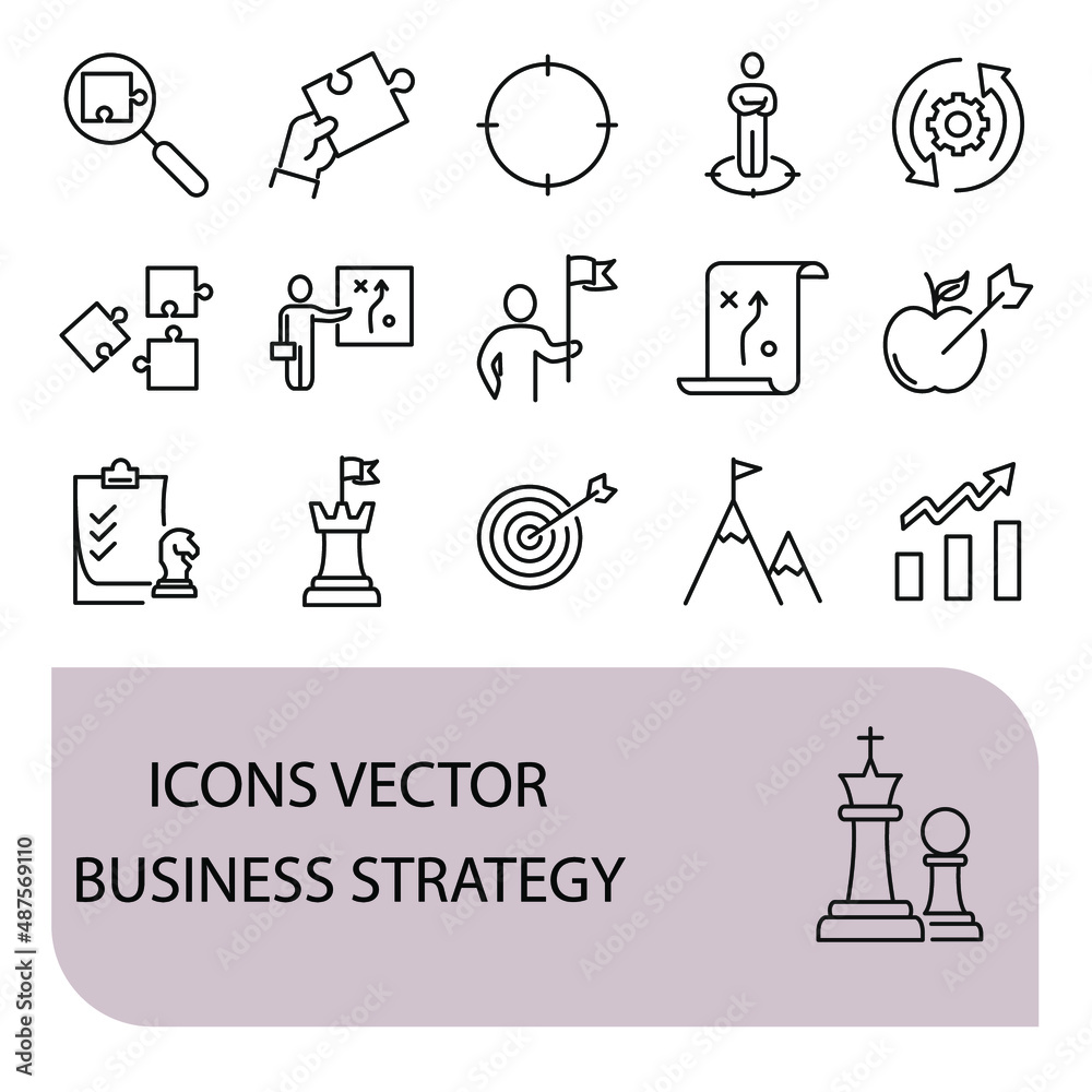 Business Strategy icons set . Business Strategy pack symbol vector ...