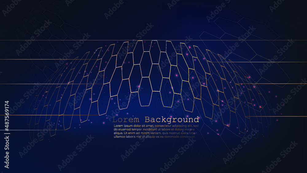 abstract hexagon shapes on dark background. technology structure ...