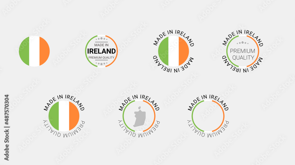 Vector set of made in Ireland labels, made in the Ireland logo, Ireland ...