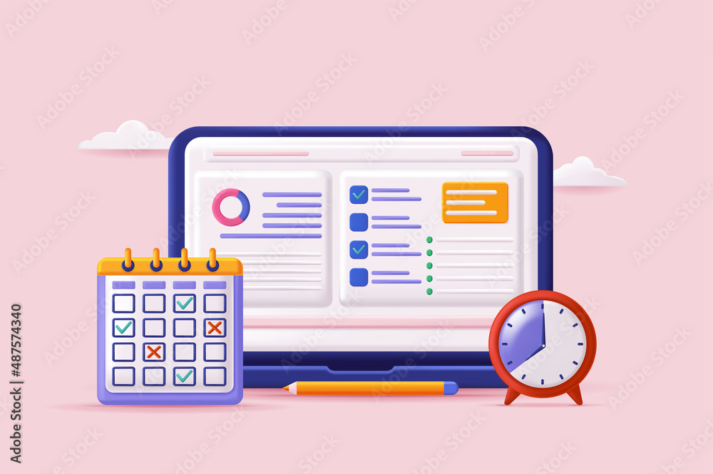 Planning concept 3D illustration. Icon composition with site interface ...