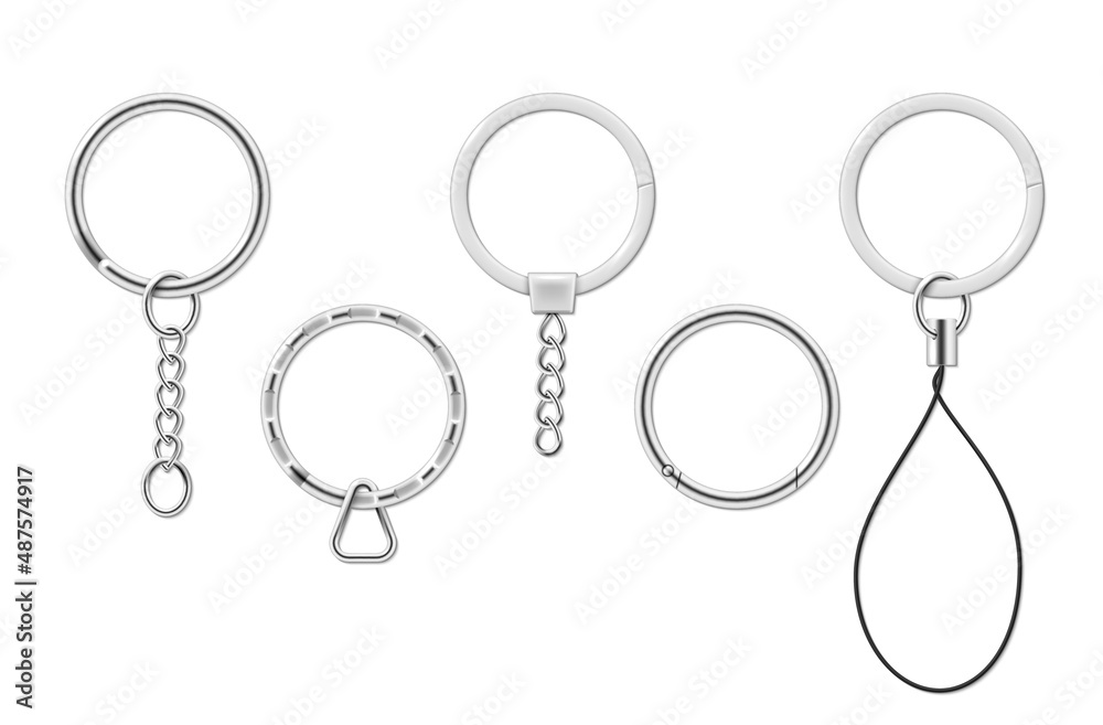 Realistic metallic keychain holders collection vector illustration ...
